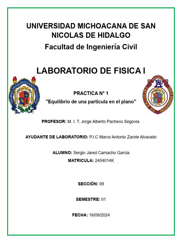 REPORTE - DE - LA - PRACTICA - 1 - LABORATORIO - DE - FISICA Avance | PDF