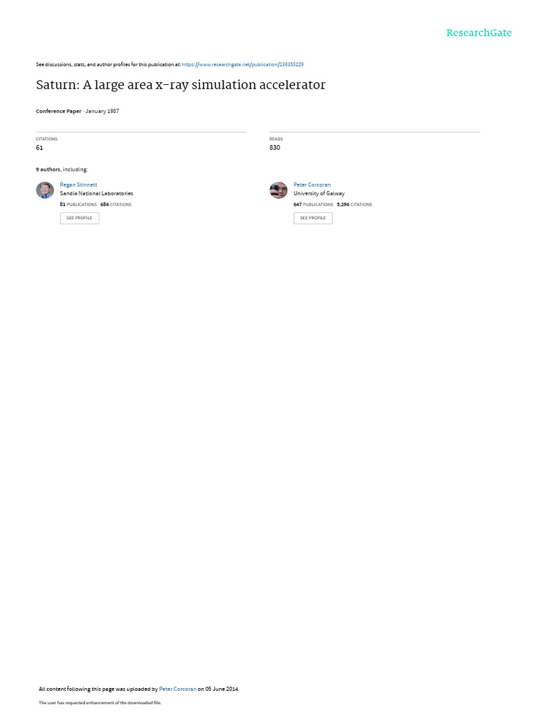 Saturn A Large Area X-Ray Simulation Accelerator | PDF