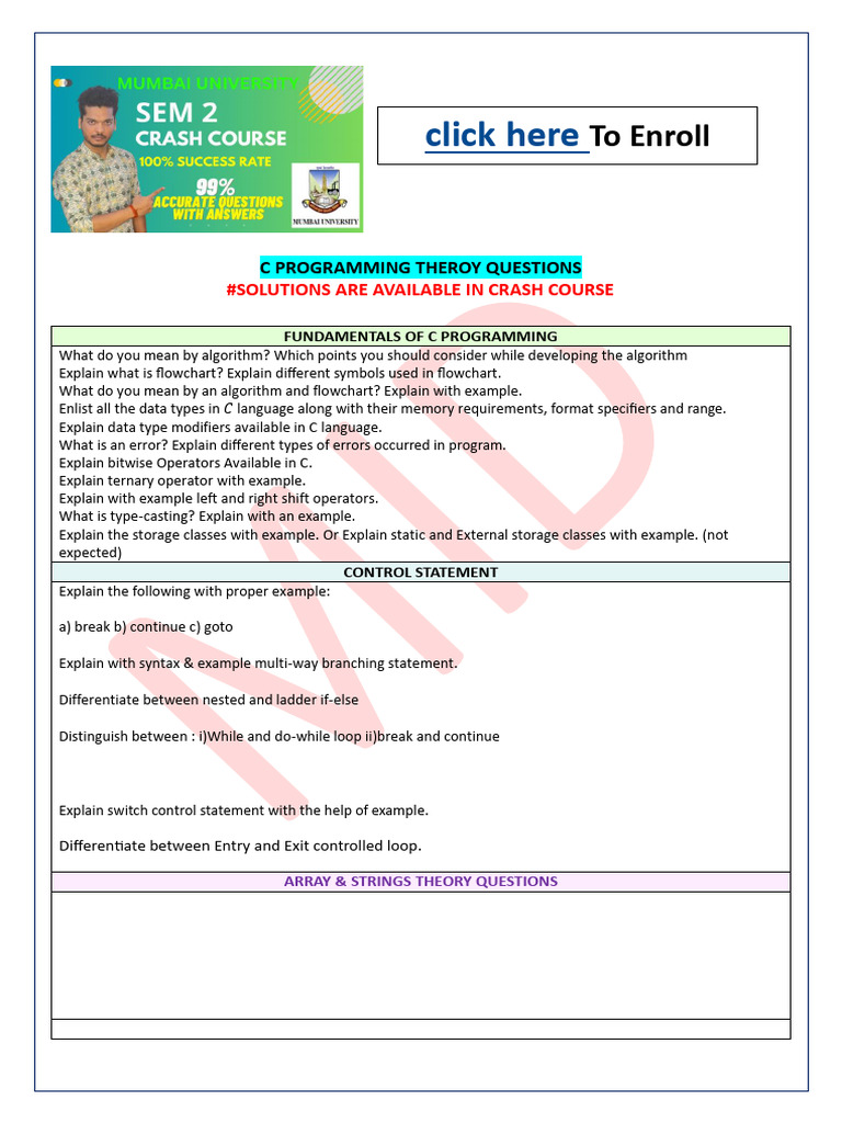 C Programming Theroy Questions | PDF