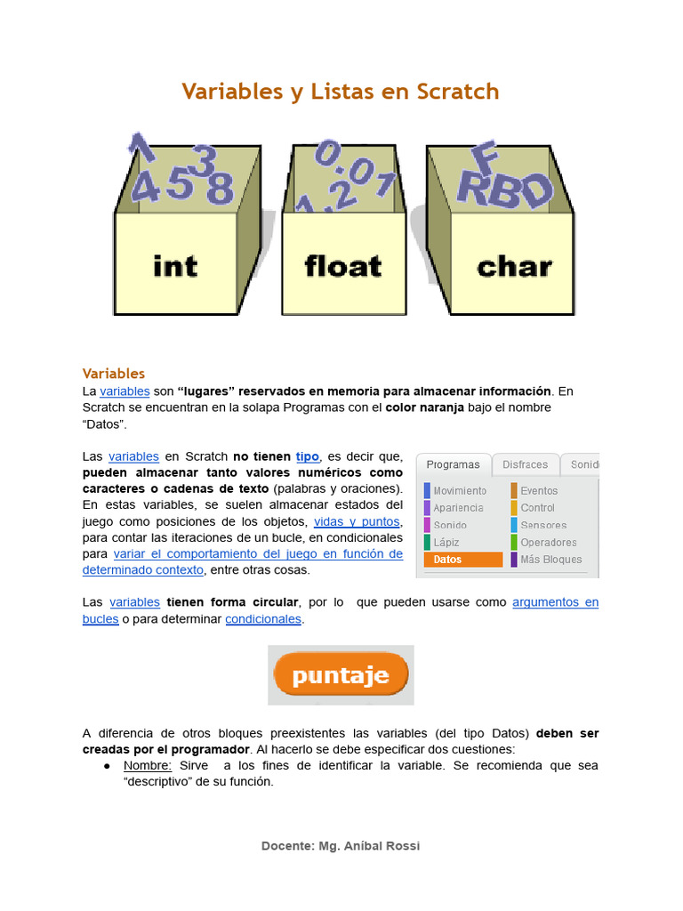 Variables y Listas en Scratch | PDF