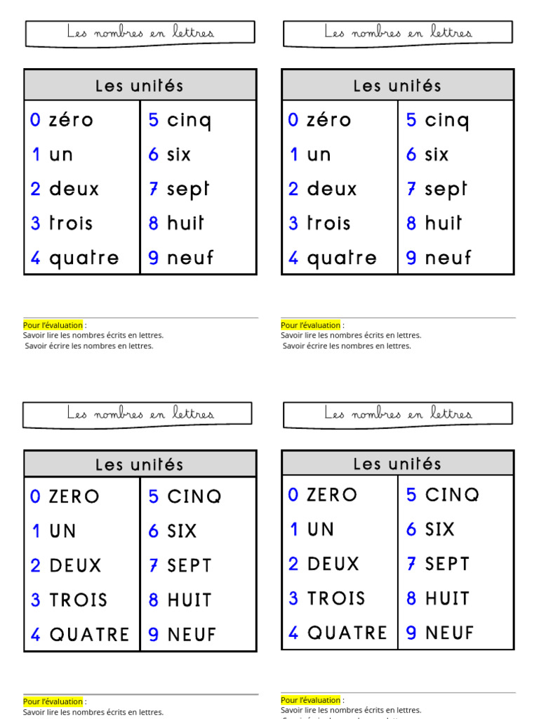 Lecon Ecrire Les Nombres en Lettres | PDF