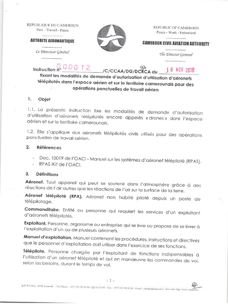 Instruction 12_Demande d'autorisation d'utilisation de drones | PDF