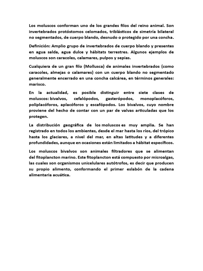 Los Moluscos Conforman Uno de Los Grandes Filos Del Reino Animal | PDF