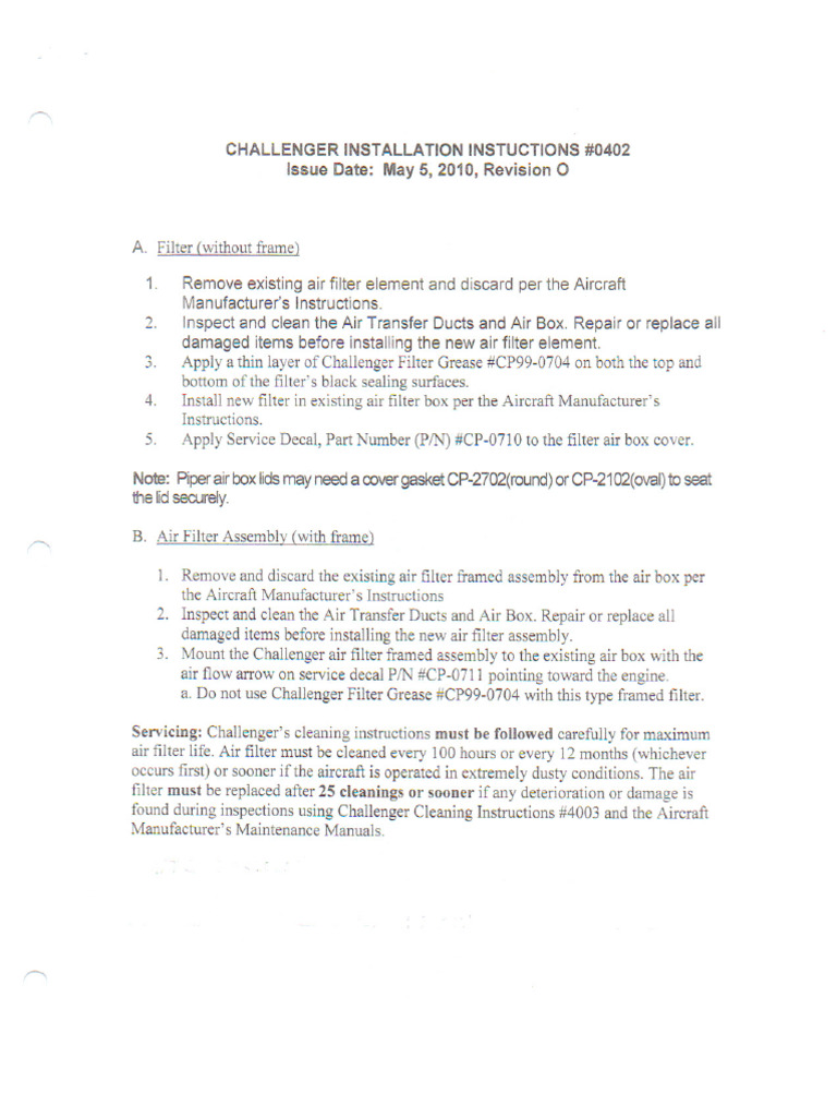 Challenger_Airfilter_Instr._1 | PDF