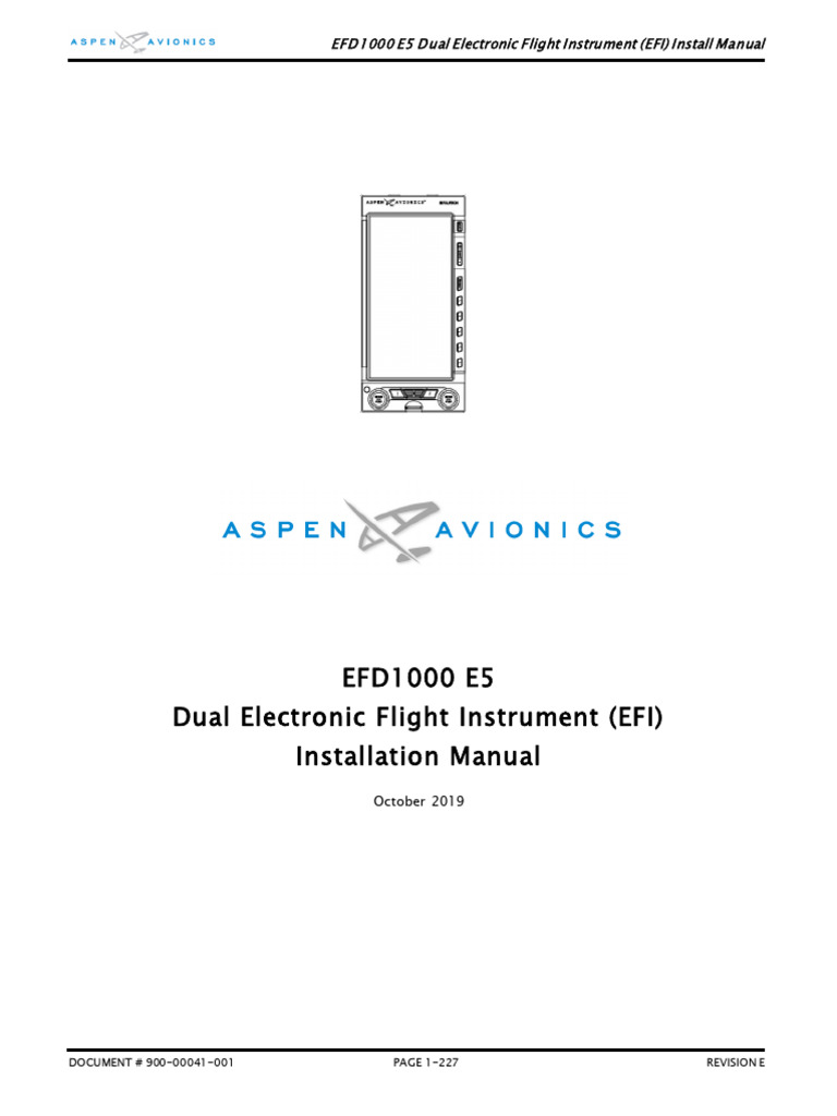 900-00041-001 E EFD1000 E5 Dual EFI Installation Manual | PDF