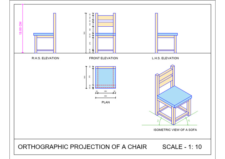Orthographic Projection of A Chair | PDF