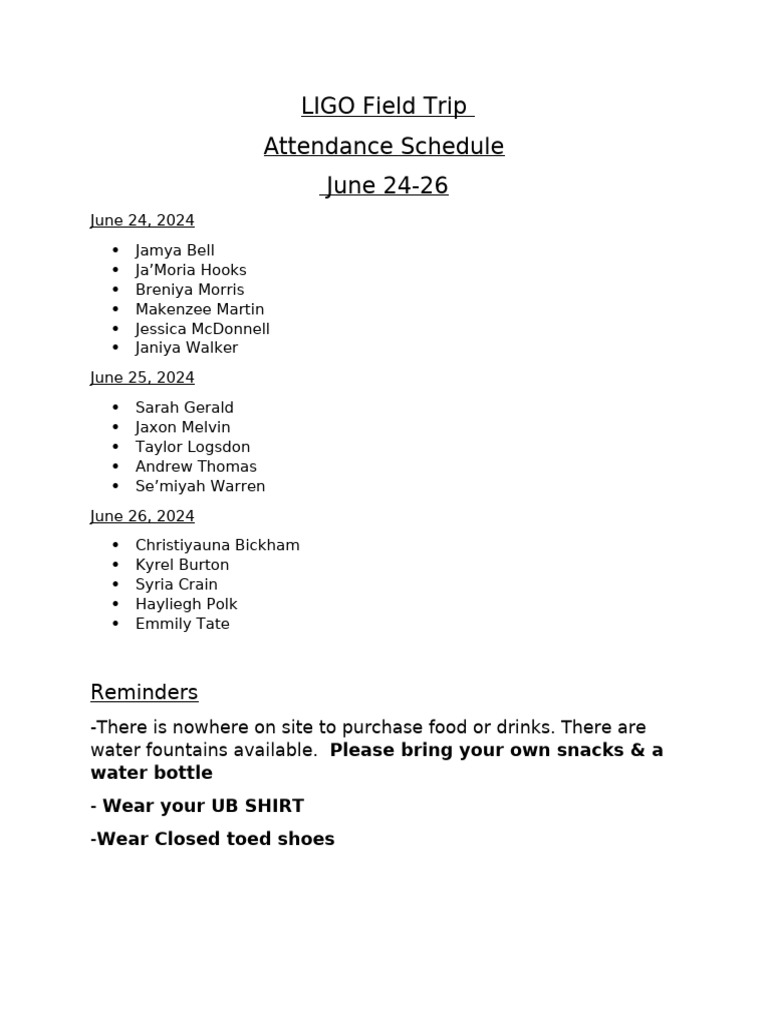 LIGO Field Trip 2024 | PDF
