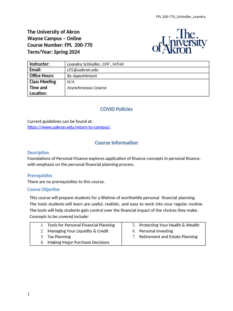 FPL 200-770 Wayne - SP24 - Syllabus | PDF
