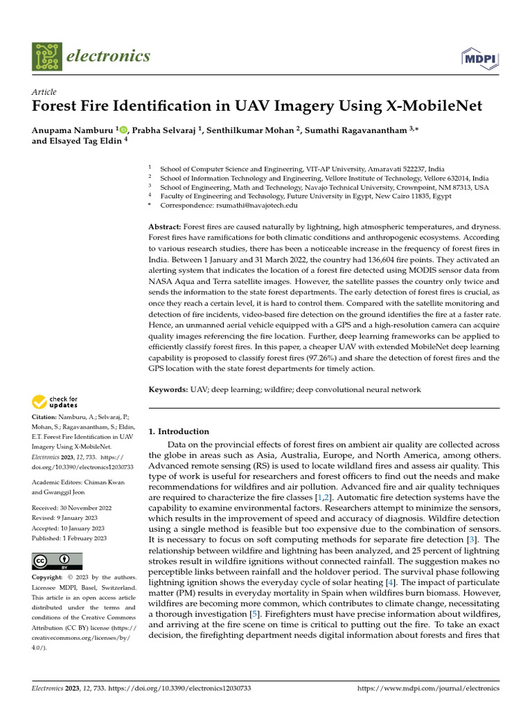 Electronics: Forest Fire Identification in Uav Imagery Using X ...