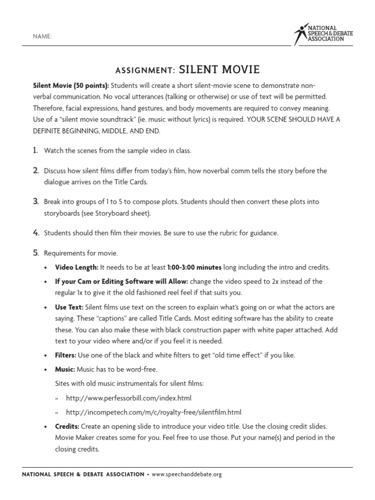 Silent Movie Assignment | PDF