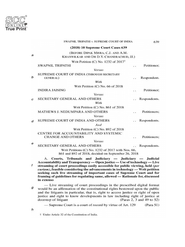 Swapnil Tripathi vs. Supreme Court of India | PDF