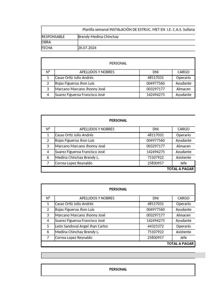 Planilla | PDF