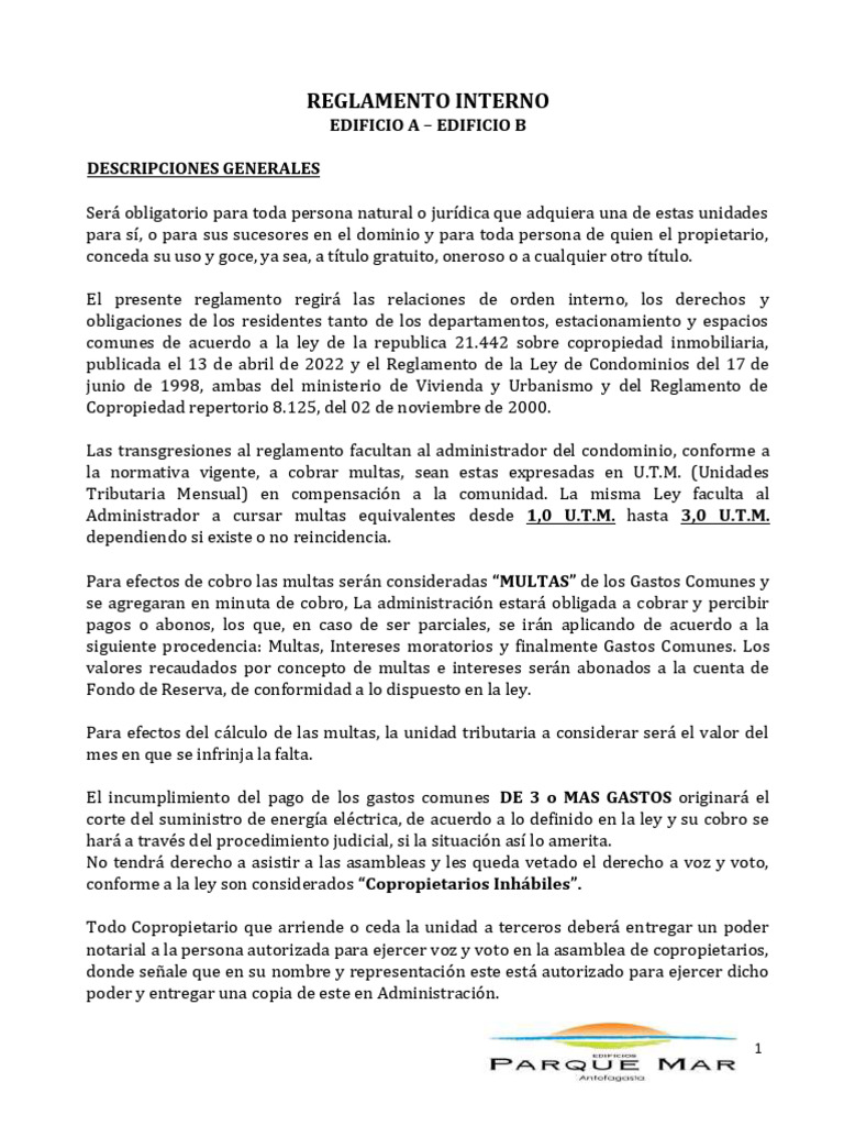 Reglamento Interno | PDF