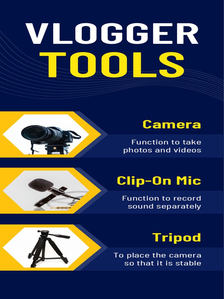 Blue and Yelow Modern Vlogger Tools Infographic | PDF