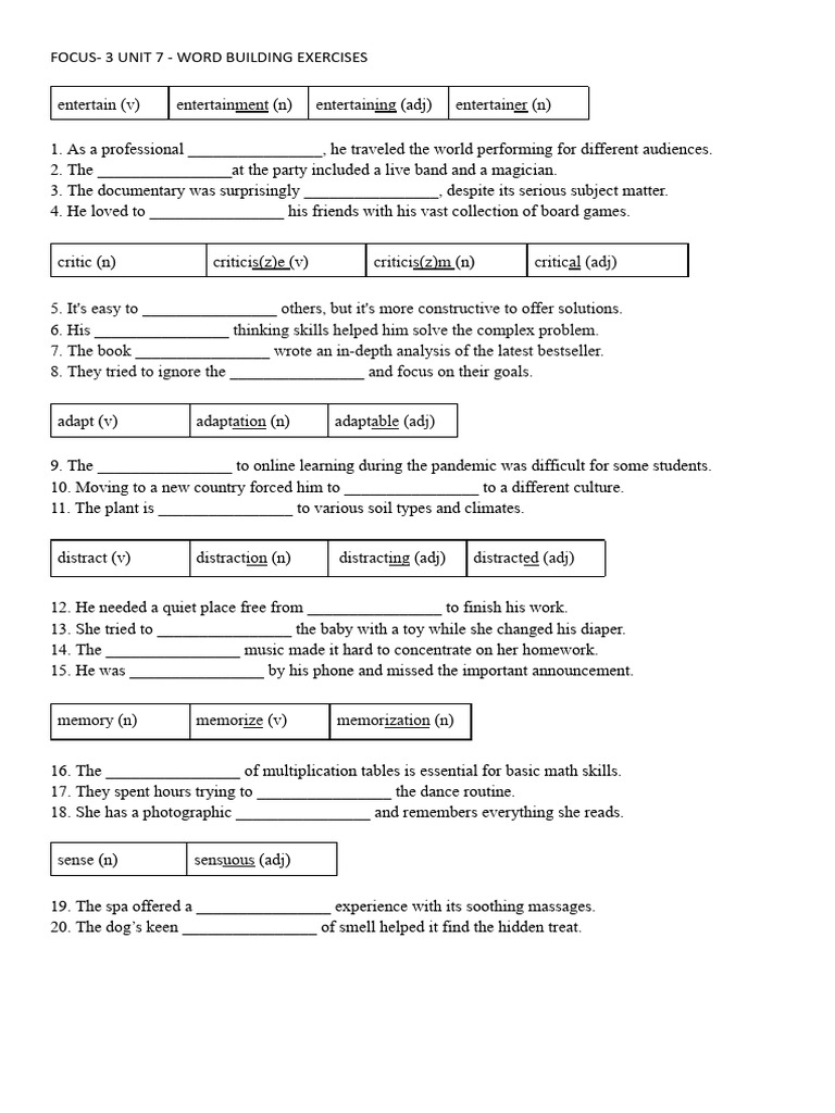 Wordbuilding - F3u7 | PDF