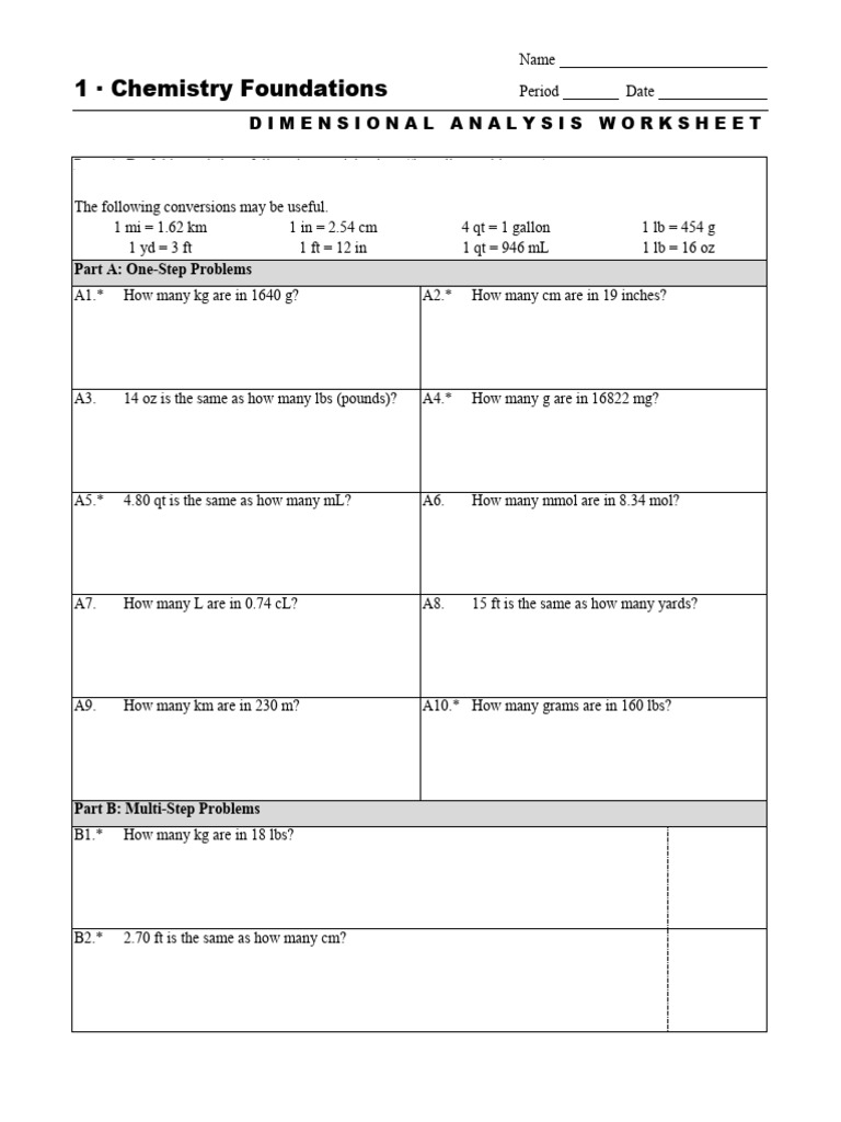 Dimensional Analysis Practice | PDF