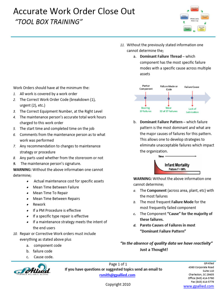Tool Box Training - Work Order Close Out | PDF | Information | Computing