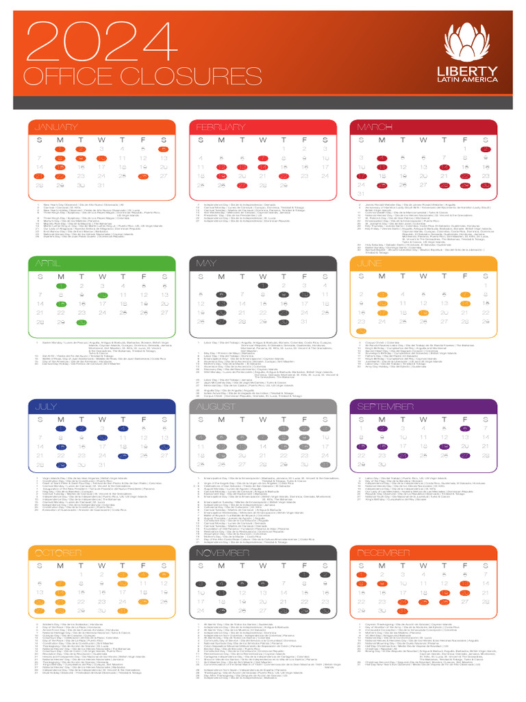National Holidays Calendar 2024 | PDF | Carnival | Dominican Republic