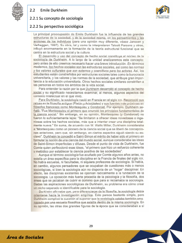 Ada4. Émile Durkheim Lectura 1 | PDF