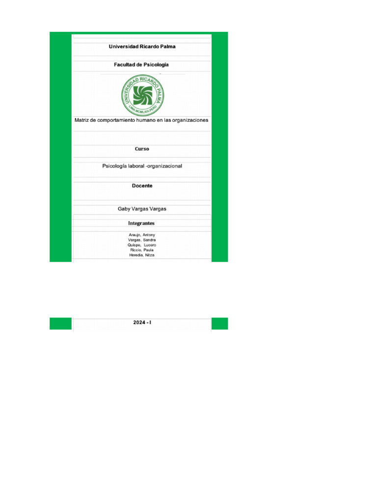 Sem24-I... Matriz I de Comportamiento Humano en Las Organizaciones (Sistema de Variables) | PDF