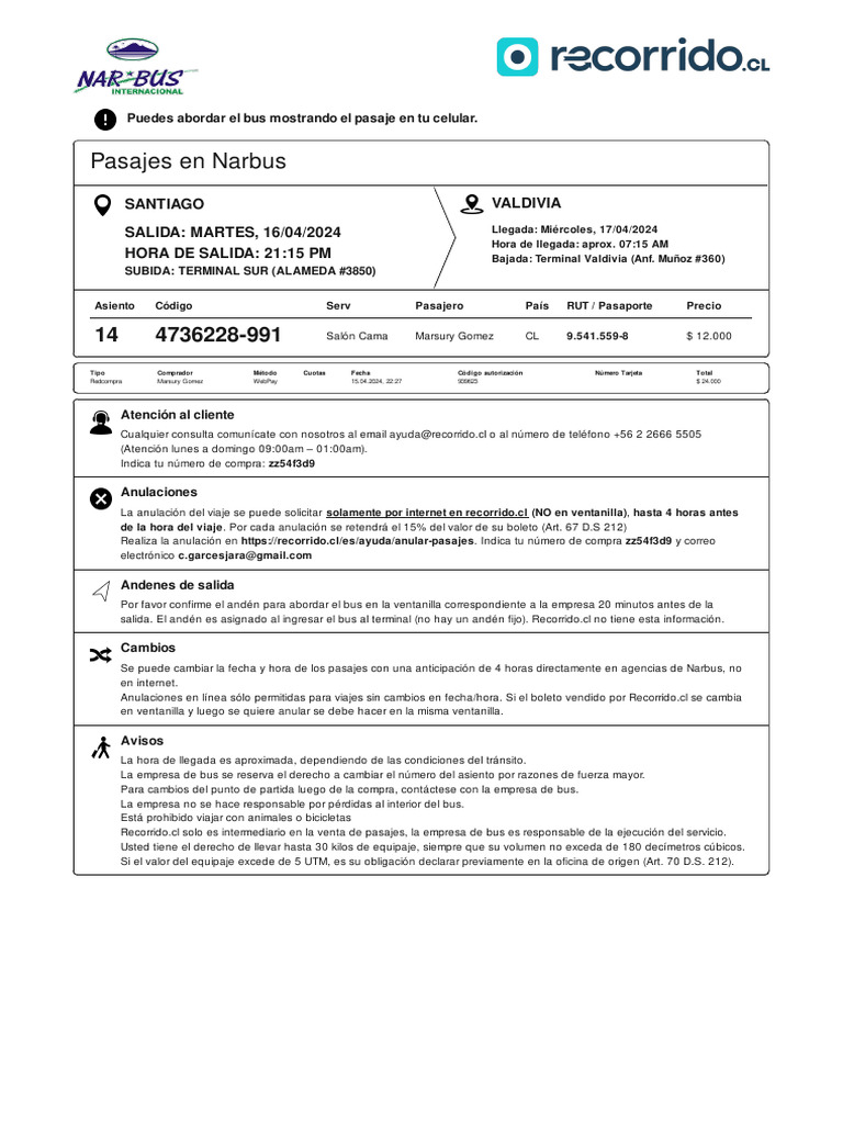 Pasaje Recorrido zz54f3d9 | PDF
