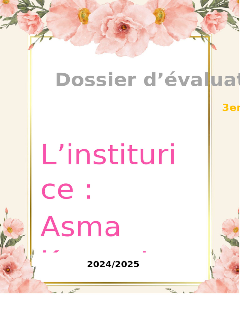 Dossier D'évaluation 3eme | PDF