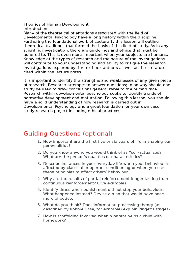 Theories of Human Development | PDF