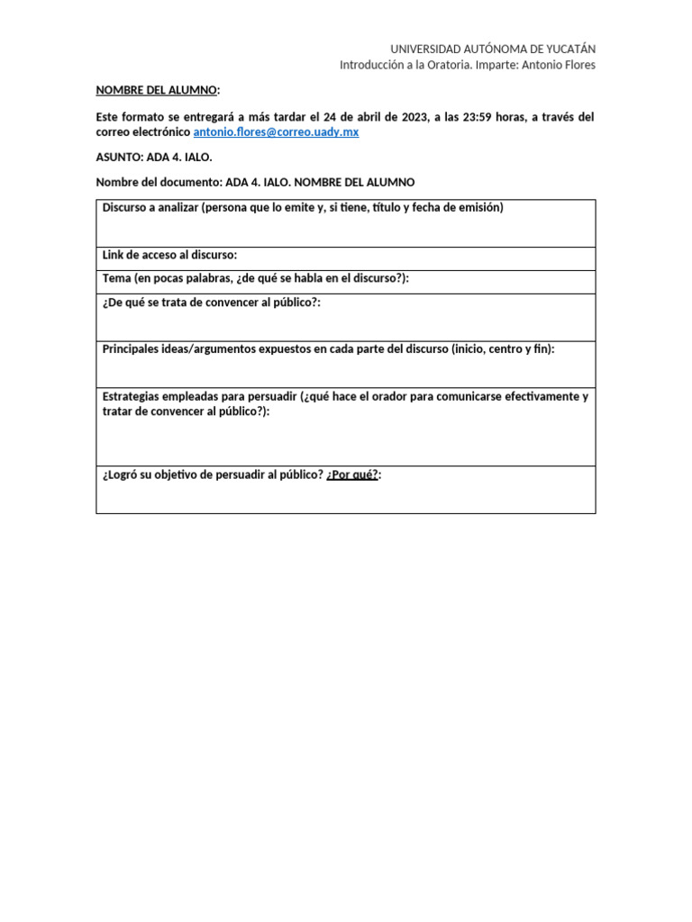 Formato para Análisis de Discurso | PDF