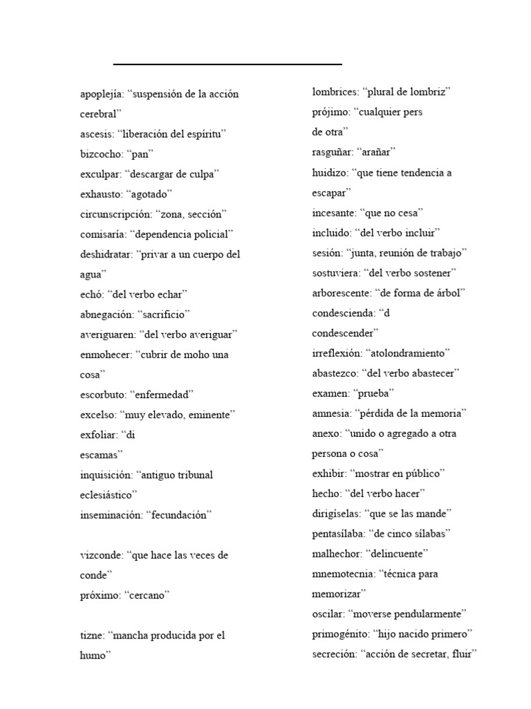 Lista de Voces para La Prueba de Ortografía 1 | PDF | Libros para ...
