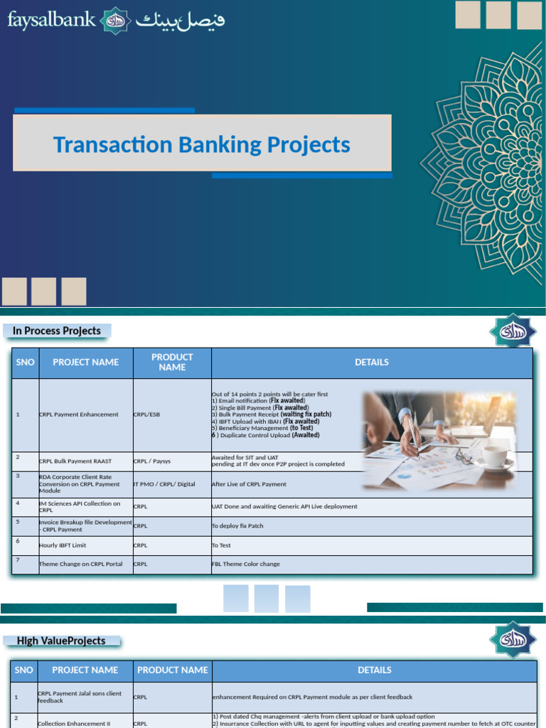 Transaction Banking Projects | PDF