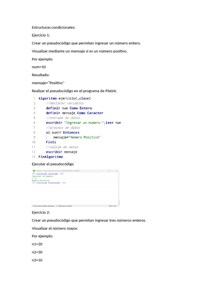 Estructuras Condicionales (2), Terminado | PDF