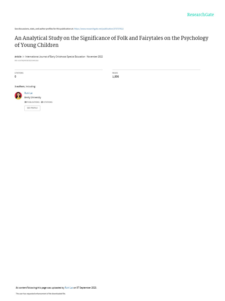 An Analytical Study On The Significance of Folk and Fairytales On The ...