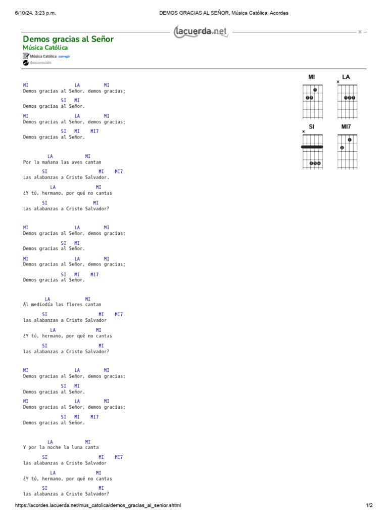 DEMOS GRACIAS AL SEÑOR, Música Católica_ Acordes | PDF