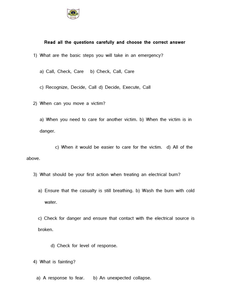 Read All The Questions Carefully and Choose The Correct Answer | PDF