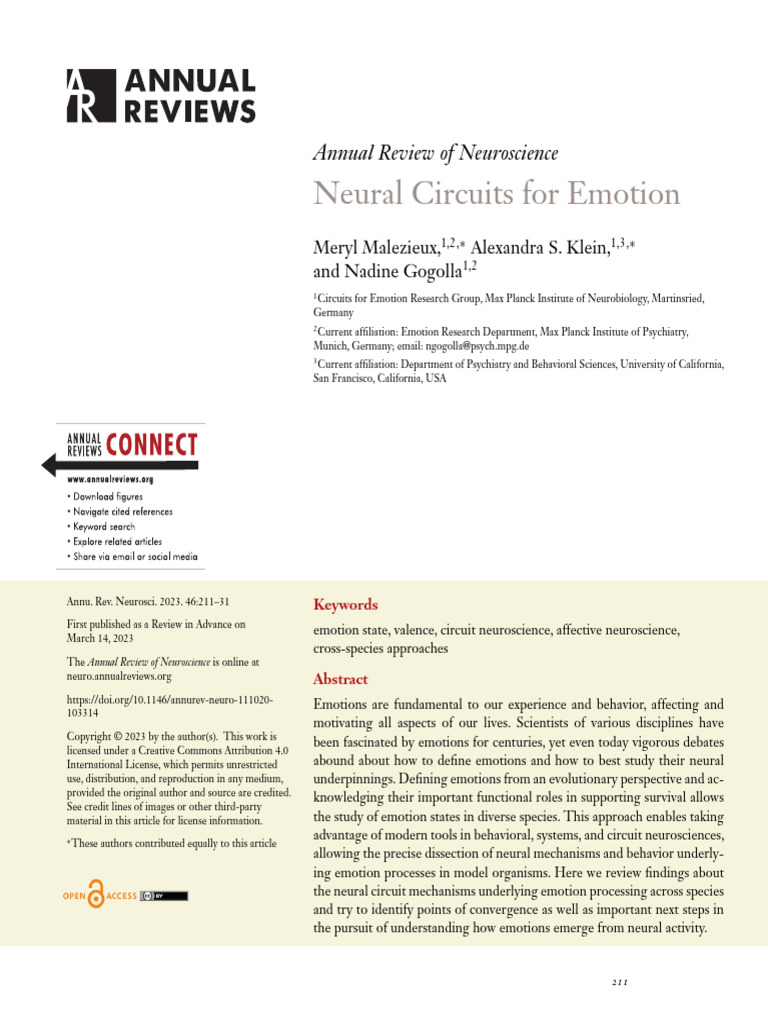 Neural Circuits For Emotion | PDF