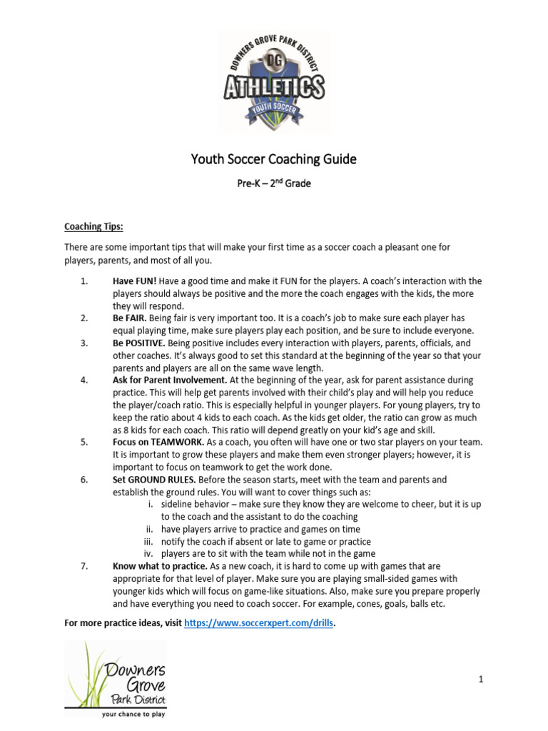 Youth Soccer Coaching Guide - Pre-K-2nd | PDF
