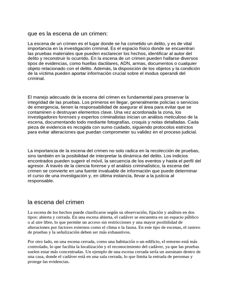 Que Es La Escena de Un Crimen | PDF