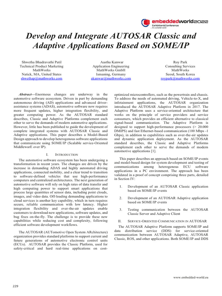 Develop and Integrate Autosar Classic and Adaptive Applications Based ...