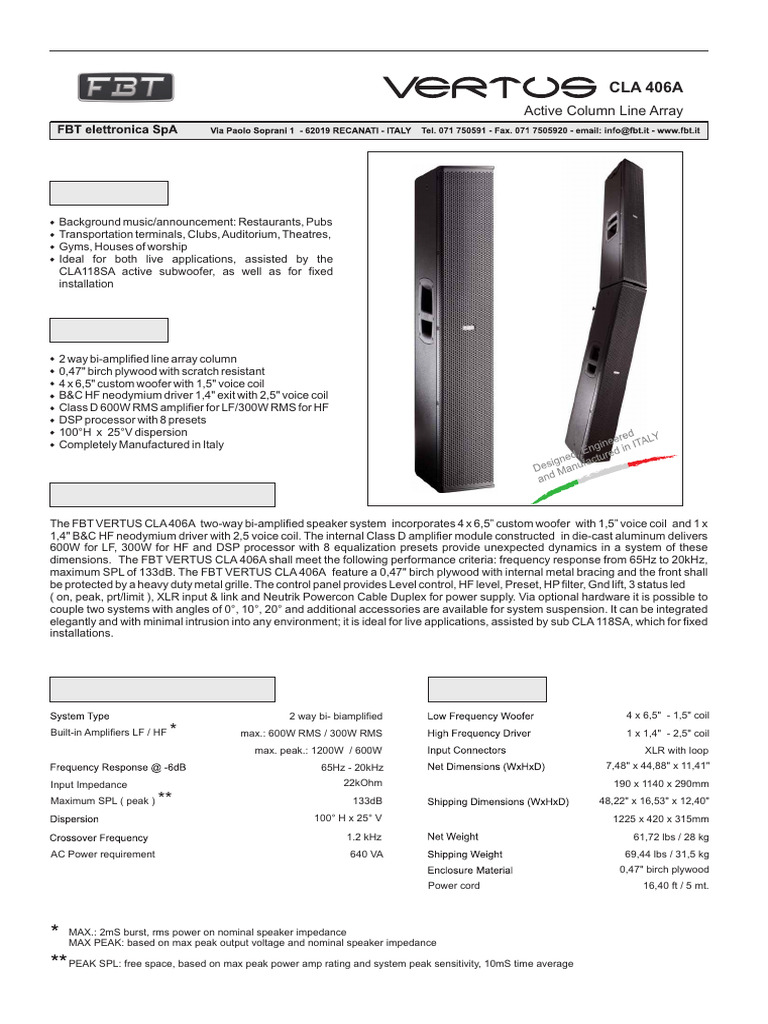 FBTVertus CLA406 ADatasheet | PDF