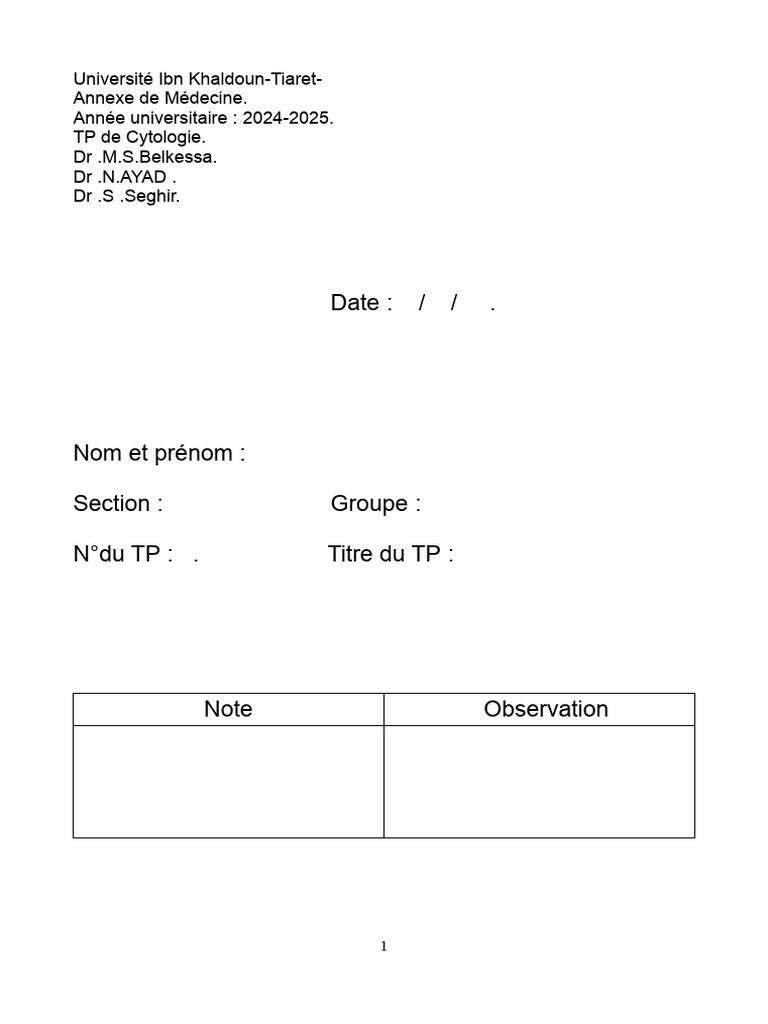 Compte Rendu TP 01 Cytologie | PDF