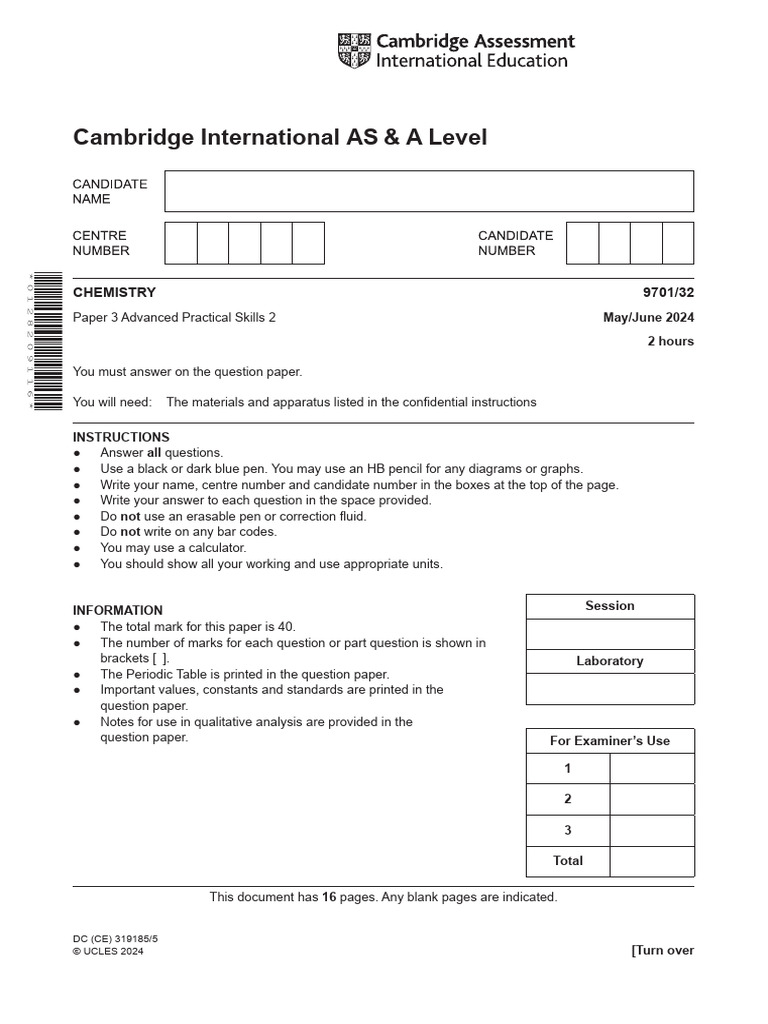 Sample 9701 s24 QP 32 | PDF