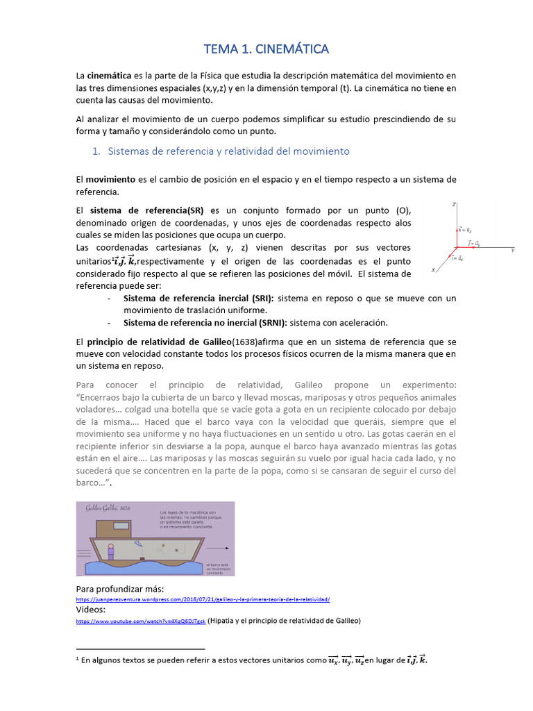 TEMA 1. Cinemática | PDF