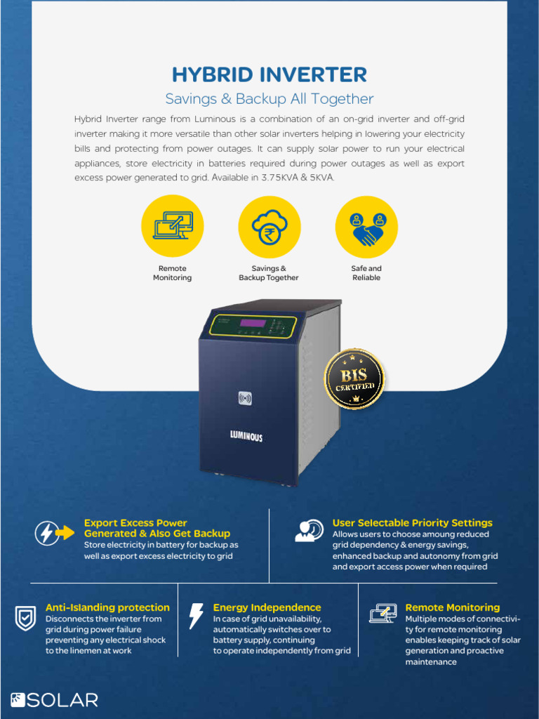 Solar Hybrid Inverter luminus | PDF