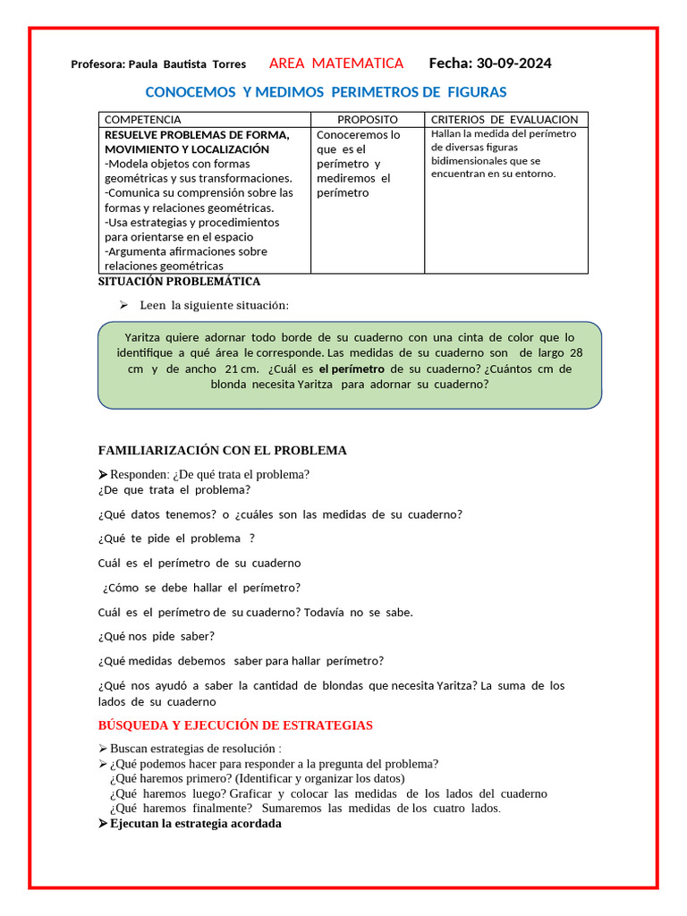 FICHA DE MATEMATICAS CONCEMOS Y HALLAMOS PERIMETROS | PDF