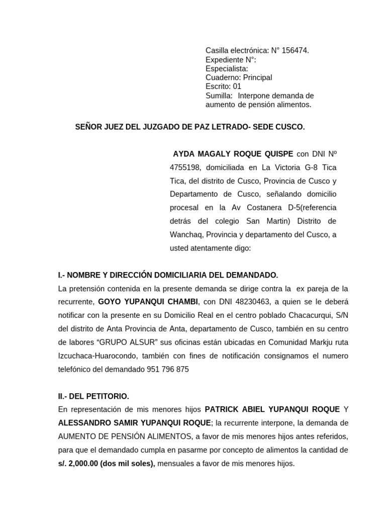 Aumento de Alimentos Ayda | PDF