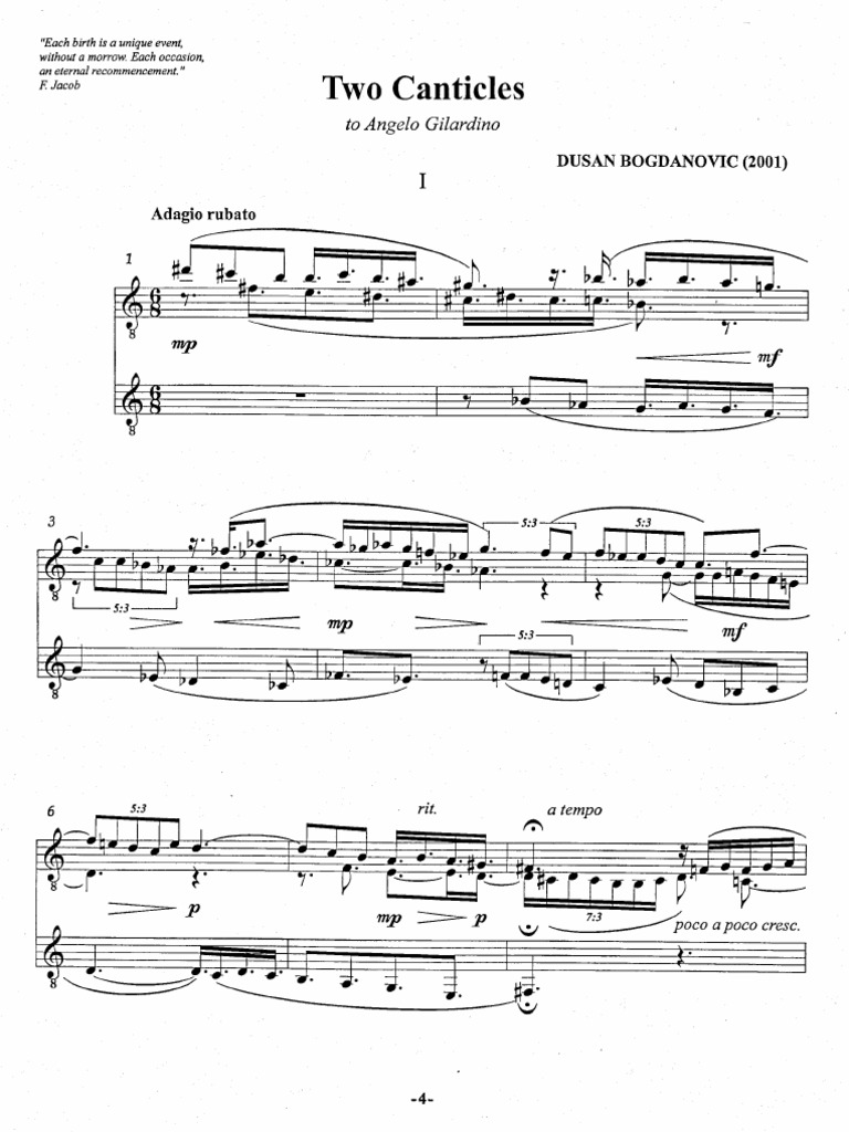 Dusan Bogdanovic - Two Canticles PDF | PDF