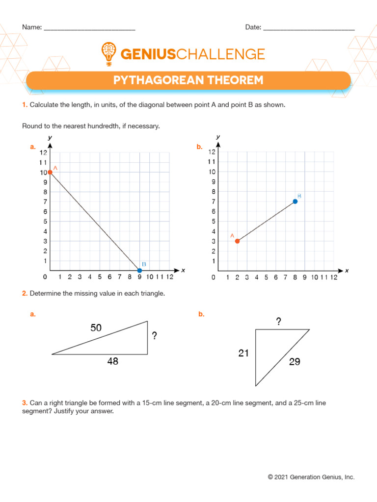 GG Pythagorean-Theorem Quiz | PDF