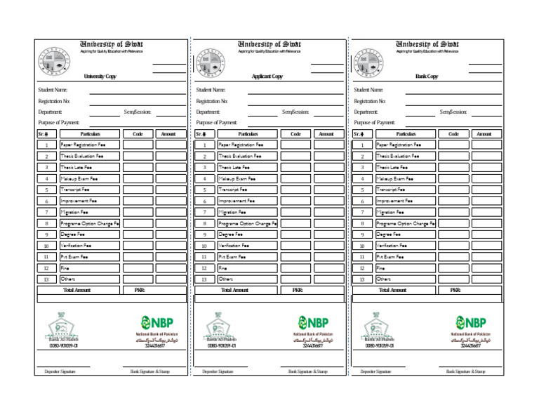 General Fee Slip 2024 | PDF