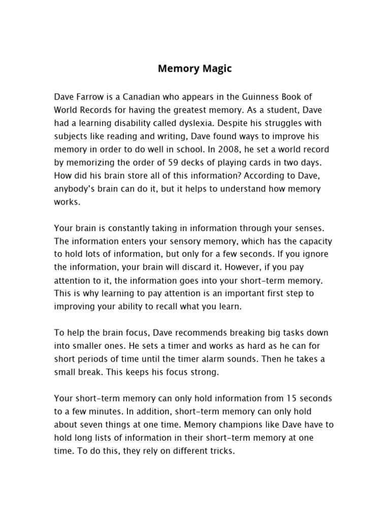 Memory Magic RED | PDF