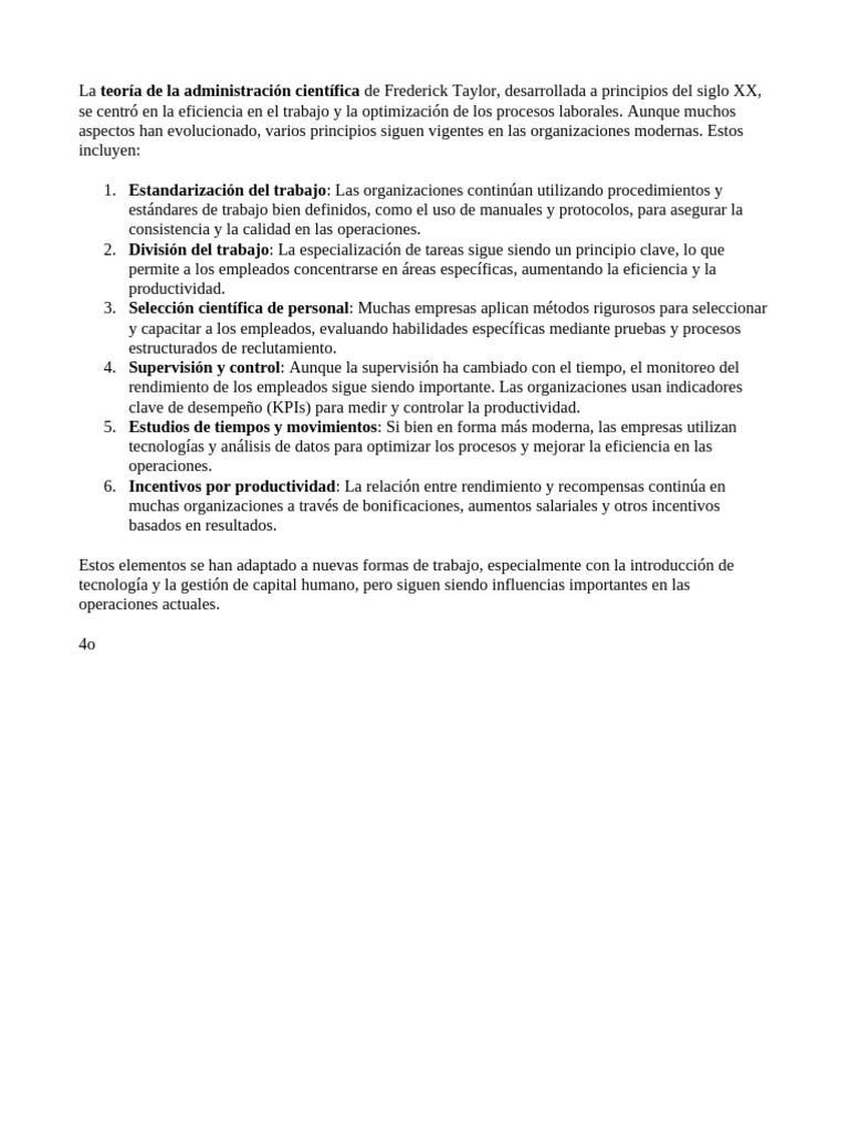 Teoría de Administración Científica de Taylor | PDF | Crecimiento ...